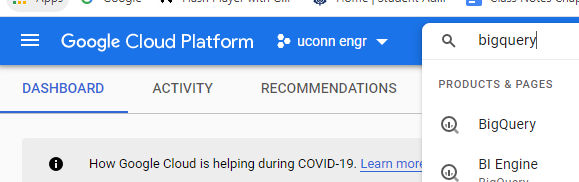 UCONN Stamford Google Cloud Development Platform: BigQuery Datasets UCONN Stamford Google Cloud Development Platform: BigQuery Datasets