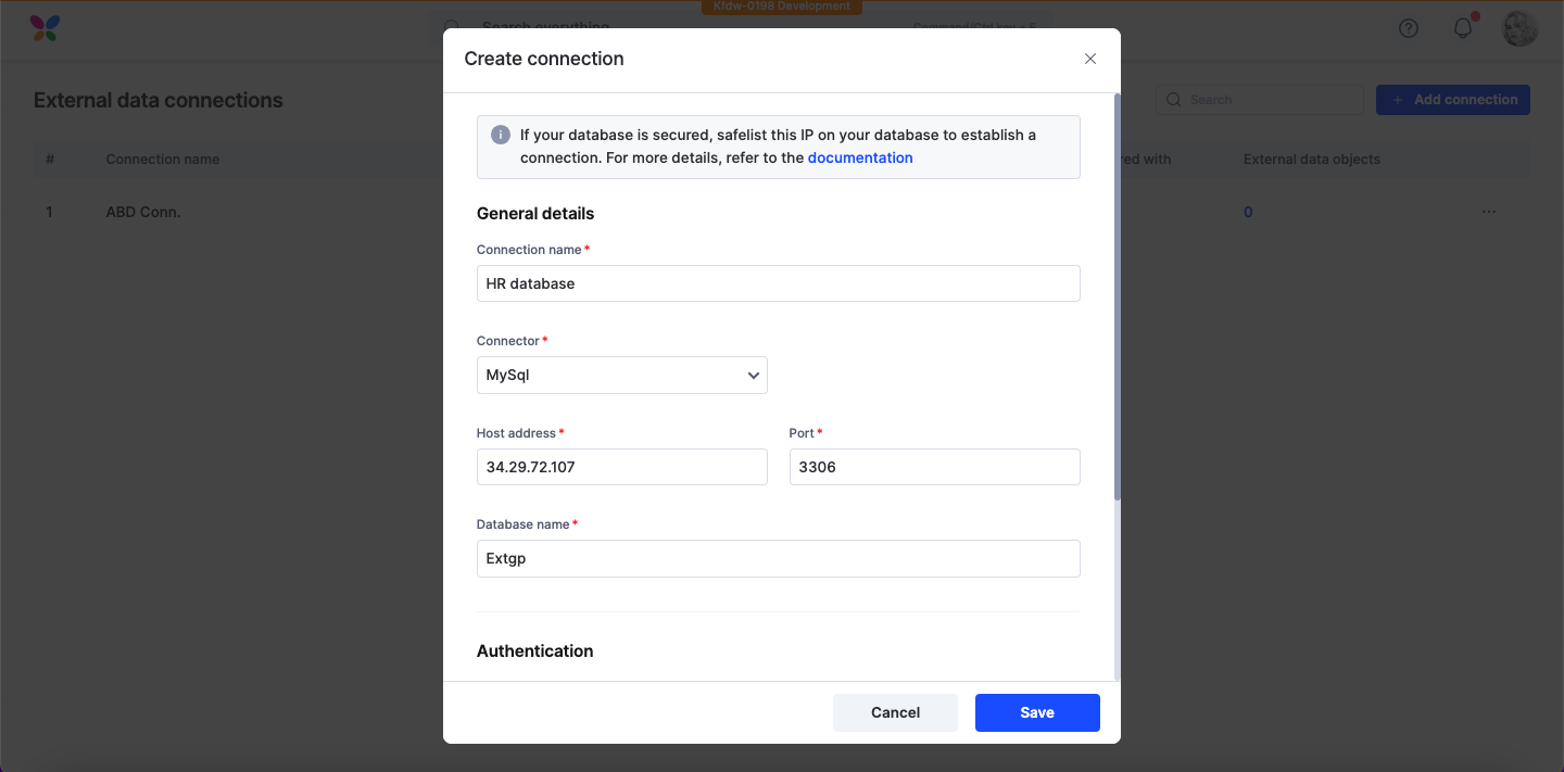 Setting Up An External Data Connection External Data Object Kissflow Community