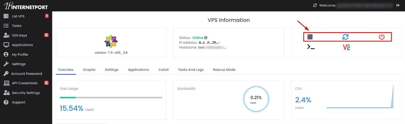 How To Start Stop Or Restart Vps From Launchpad Dashboard