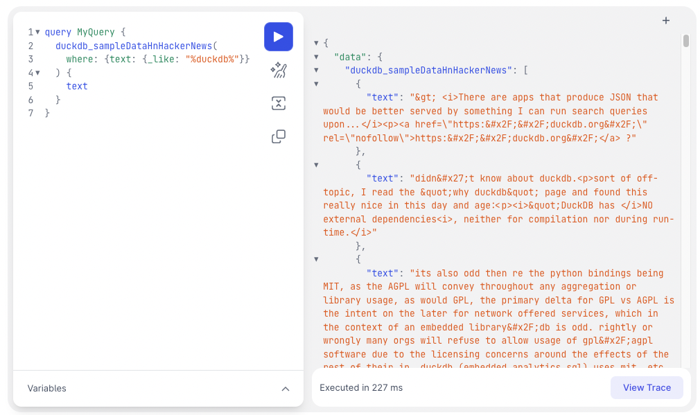 Instant GraphQL APIs on DuckDB Instant GraphQL APIs on DuckDB