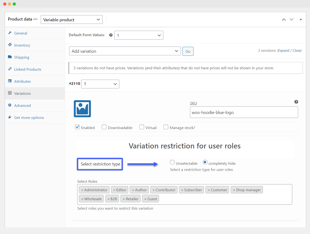How To Hide Or Make Entire Product Variation Un Selectable Using The Woocommerce Hide Variations